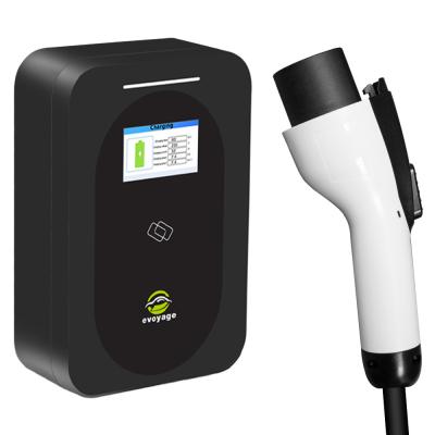 China 32A 7kW AC Wallbox GB/T EV Charger with 5m Cable, WiFi & Bluetooth App Control for Type 1/2 Vehicles for sale