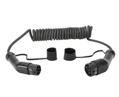 China Type 2 Coiled Spring EV Charging Cable 16A 32A 22KW Three Phase for Electric Vehicles for sale