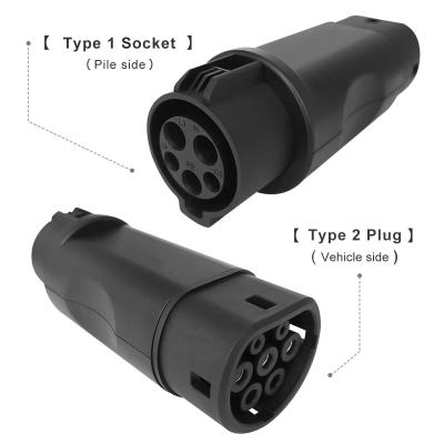 China EVSE Adapter 16A 32A Type 1 to Type 2 EV Charger Connector 230V for sale