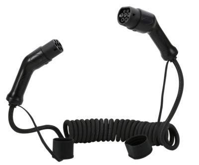 China Spring Coiled EV Charging Cable Type 2 to Type 2 16A/32A 380V 5M Electric Vehicle Charger for sale