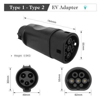 China Type 1 to Type 2 EV Charger Adapter SAE J1772 to IEC62196 32A 250V 8KW AC Power Converter for sale