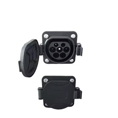 China Type 2 EV AC Male Socket Inlet 16A 32A 250V 415V with Lid IEC62196-2 Connector for EV Side for sale