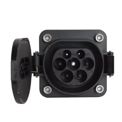 China Type 2 IEC62196-2 EV Charging Male Socket Inlet 16/32A 250V Single Phase 415V Three Phase with Lid for sale
