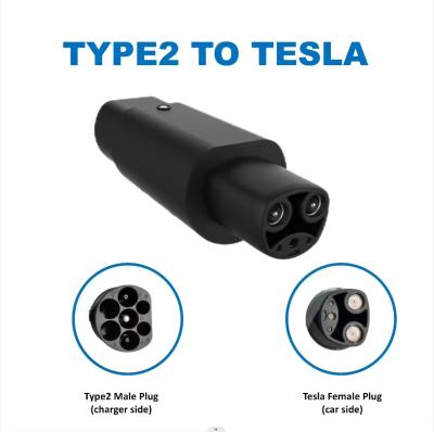 China Type 2 to Tesla EV Adapter 16A 32A 250V IEC 62196 EVSE Charger Connector for Model 3 Y S X for sale