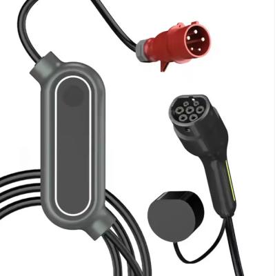 China Type 2 11KW 22KW Portable EV Charger with CEE Plug - 3 Phase 32A Adjustable Current Electric Vehicle Charging Station for sale