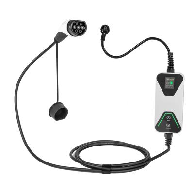 China Type 1/2 Schuko Plug Portable EV Charger 8A-16A 3.68kW with LCD Display and IP55 Rating for sale