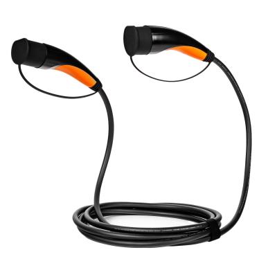 China Type 2 EV Charging Cable 32A 3 Phase Dual Gun Fast Charger IP55 Retractable for sale
