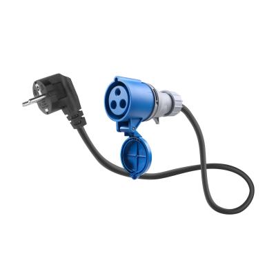China 32A Blue CEE to Schuko Adapter Cable Type 2 EV Charger Plug 3 Pole 2 Pin Outlet 230V for sale