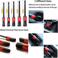 China 17pcs Red Drill Soft Brushes Set Car Detailing Brush For Auto Wheel Tire Washing for sale