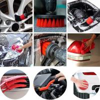 China 17pcs Red Drill Soft Brushes Set Car Detailing Brush For Auto Wheel Tire Washing for sale