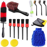 China Factory Direct Supply 15Pcs Detailing Car Wheel/Tire Brush Set Kit for Auto Motorcycle Cleaning washing tools for sale