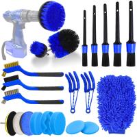 China 22 Pcs Car Detailing Kit Brushes Set  With Auto Drill Sponge Polishing Pads for sale