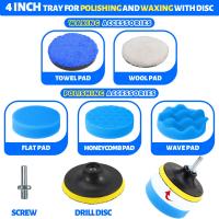 China 22 Pcs Car Detailing Kit Brushes Set Interior Cleaning With Auto Drill Soft Brush Attachment Sponge Polishing Pads for sale