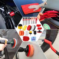 China Car Cleaning Tools Set 24 Pcs Auto Detailing Brush Waxing Sponge Washing Interior Exterior for sale