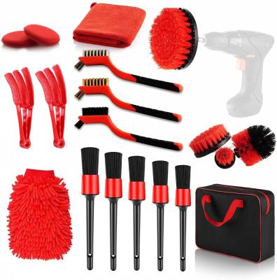 China 19pcs Car Detailing Brush Set With Carry Bag All Purpose Clean For Cleaning Interior for sale