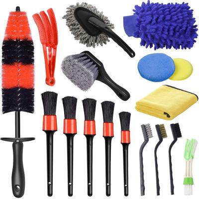 China Manufacture Auto Detailing Cleaning Tools 17Pcs Car Brush For Car Wheel Interior for sale