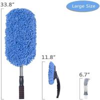 China 3Pcs Blue Soft Duster Car Detailing Brush Microfibre Alloy Wheel Brush With Long Handle for sale