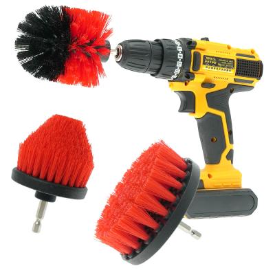 China OEM 3 Piece Drill Scrub Brush Attachment Kit With Cone Shape for sale