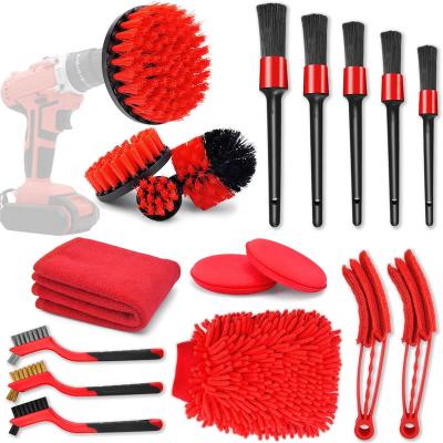China Automotive Premium Tire Detailing Brush Microfiber Car Wash Brush 18Pcs for sale