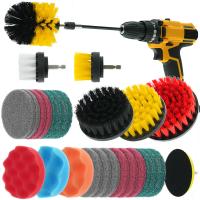 China 25 Pieces Brush with Drill Attachment Scrubbing Brushes for Cleaning Car Tires Carpet for sale