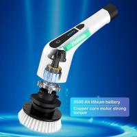 China 220RPM Cordless Electric Scrubber Electric Shower Brush Cleaner With 7 Replacement Heads for sale