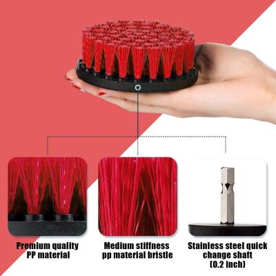 China Custom Rosh Approved Drill Scrub Brush Set With 4inch Red Color for sale