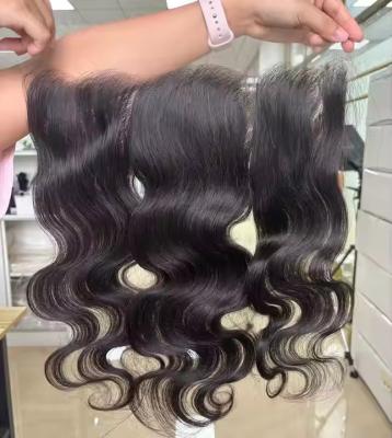 China 13x4 Transparent HD Lace Frontal Raw Indian Body Wave High Quality Human Hair Lace Frontal closure for sale