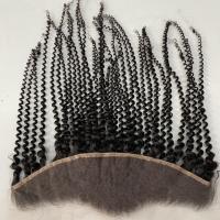 China Kinky Curly 13x4 Lace Frontal Closure Human Hair Ear to Ear HD Lace Frontal Closure Free Part Brazilian Hair Extensions 150% Density Lace Frontal Human Hair Pre Plucked with Baby Hair 24 Inch for sale