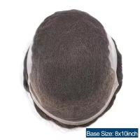 China Q6 Human Hair Toupee for Men Soft Swiss Lace Cap with Clear PU Men's Hairpieces Replacement System Patch Medium Density for sale