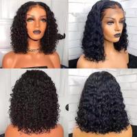 China Deep Water Wave 13x4 Lace Frontal Wig Brazilian Curly Short Bob Human Hair Wigs for sale