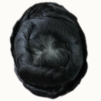 China Durable Men's BIO Human Hair Hairpiece for Smooth Coverage - Available in Classic Black #1 & #1C Shades for sale