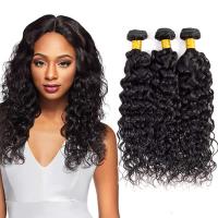 China WATER WAVE Cheap Natural  Remy Indian Human Hair Vendor Weave Bundles and wefts for sale