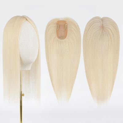 China 16 Inch Silk Base Hair Topper 5X5 Light Brown Ombre European Hair Wigs Topper Custom Remy 100% Human Hair Topper for Women for sale