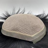China Pre-plucked bleachign knot invisible hair line silk base men hair pieces and hair replacement natural black color with many size in stock for sale