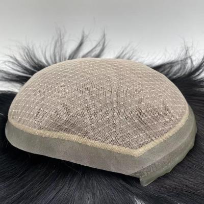 China Pre-plucked bleachign knot invisible hair line silk base men hair pieces and hair replacement natural black color with many size in stock for sale