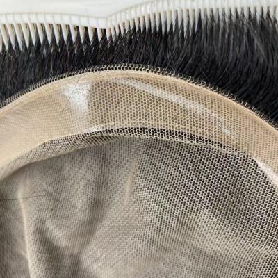 China Sale Men Toupee 100% Human Hair Hand Tied Silk Base Crown Wig Toupee Hair Patch Wigs with Clip for Men Toupee for sale
