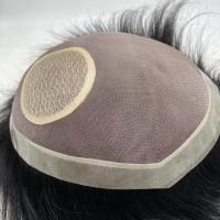 China Mono PU Remy Hair Toupee Fine Mono Lace with silk base crown Indian Human Hair Replacement Wig For Men for sale