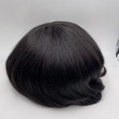 China Toupee Factory Big Stock European Hair Replacement Full Swiss Lace Human Hair Mens Lace Toupee for sale