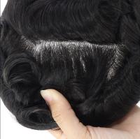 China SKIN V-looped Human Hair Pieces 0.12-0.14mm Polyskin Proteses Toupee 130% Density Durable Men Wig Men's Capillary Prothesis for sale