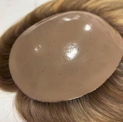 China Scalp D Hair Topper for Hair Loss Silk Base Signature Human Hair Wig Crab Liver CNC XT Silicone Topper for sale
