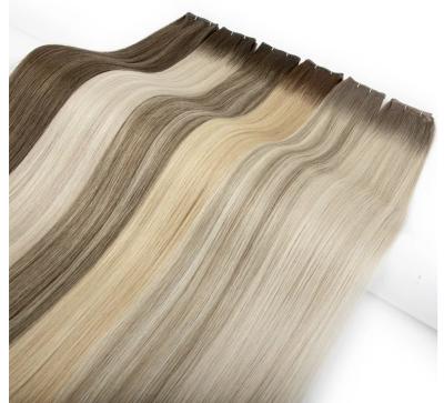 China Russian Thin Invisible Genius Weft Hair Extensions Double Drawn Human Hair Genius Weft for sale