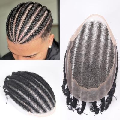 China 100% Remy Hair Full Lace  8 inch length with cornorw afro braids toupee for men 10x8inch reday to ship for sale