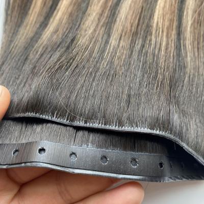 China Hot Seller Genius Weft With Hole 12A Russian Remy Human Hair Extensions - Double Drawn Cuticle Aligned Virgin Hair,Xo Weft for sale