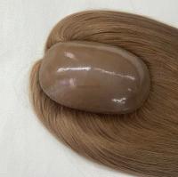 China Custom Silicone Human Hair Topper with Medical Grade Silicone Perimeter clear Bottom for sale