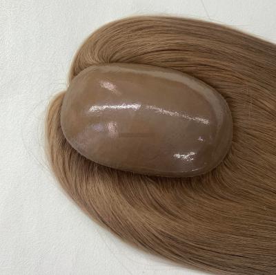 China Custom Silicone Human Hair Topper with Medical Grade Silicone Perimeter clear Bottom for sale
