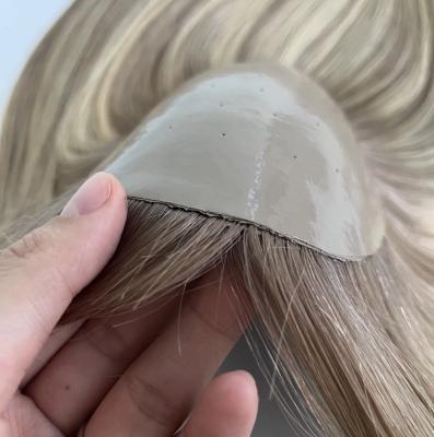 China New Design Raw Virgin Hair Strong Thick Silicone Toupee for Women PU Silicone Hair Topper for Baldness and Alopecia for sale