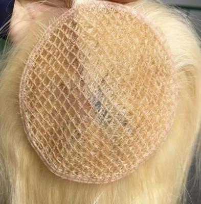 China Custom Virgin European Double Drawn Remy Human Hair Topper Breathable Mesh Silk Fishnet Topper Straight Hair for Loss Hair for sale