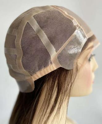 China Customized  Silk Top Medical Wig European Hair Medium Brown Glueless HD Lace Front Silk Base Wig for Alopecia Ladies for sale