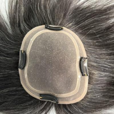 China New Arrival 100% Virgin Human Hair Extensions 5x6.5 Inch Hand Tied Clip-in Double Fine Mono Breathable Lace Closure Topper for sale