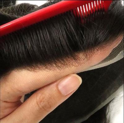 China Invisible pre-plucked hair line Full French Lace Human Hair Toupee for Man Bleach Knots Natural Hairline Men Toupee 100% Density Male Hair Replacement Systems 8x10
